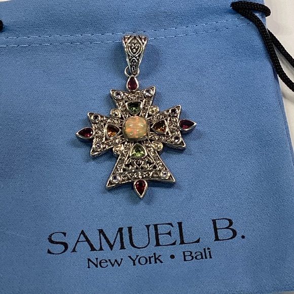 Samuel B. | Jewelry | Samuel B Sterling Silver Cross Pendant With Opal ...
